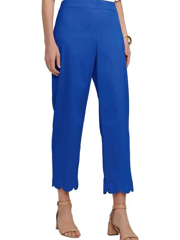 Foxcroft Elaine Scallop Hem Crop Pants - Deep Sea Blue