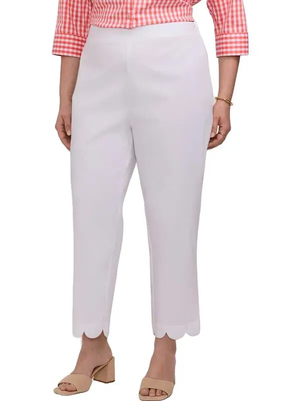 Foxcroft Elaine Scallop Hem Crop Pants - White