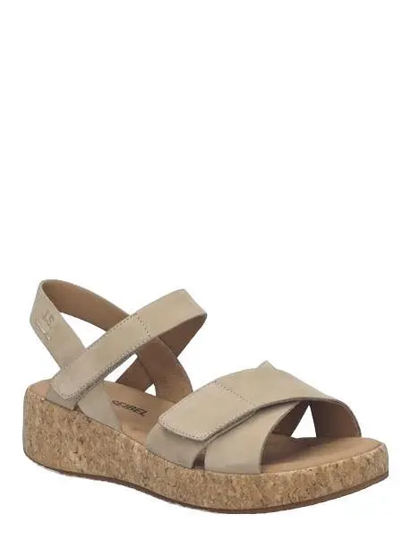 Josef Seibel Evita 03 Slingback Platform Wedge Sandal - Creme Nubuck