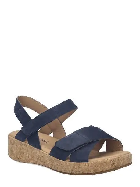 Josef Seibel Evita 03 Slingback Platform Wedge Sandal - Ocean Nubuck