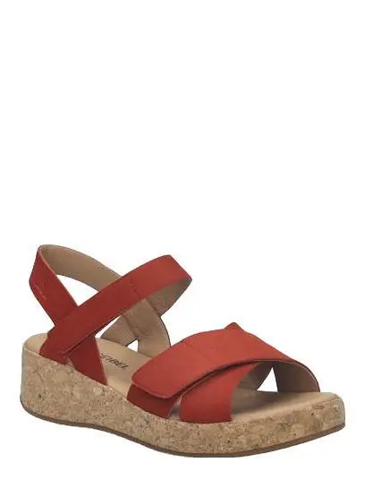 Josef Seibel Evita 03 Slingback Platform Wedge Sandal - Red Nubuck