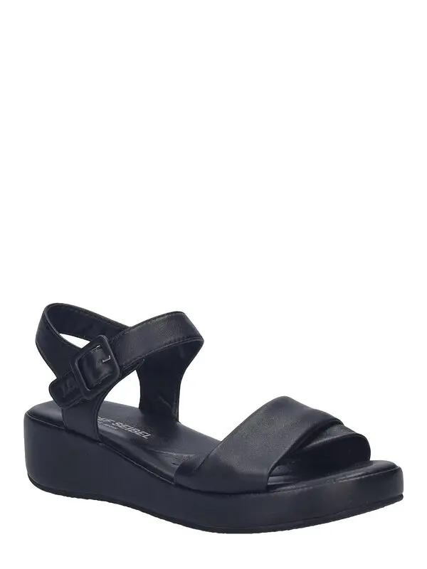 Josef Seibel Ankle Strap Platform Wedge Sandals - Black