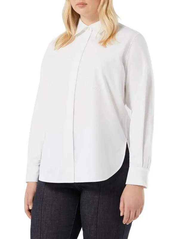 Marina Rinaldi Cotton Poplin Button-up Shirt - Optical White