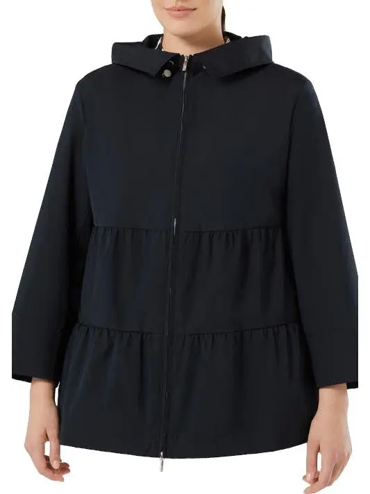 Marina Rinaldi Water Repellent Peplum Raincoat - Midnight Blue