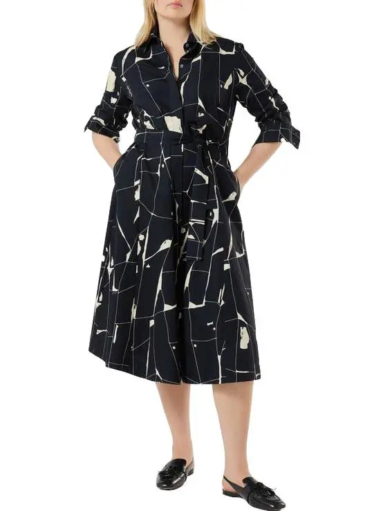 Marina Rinaldi Printed Cotton Shirtdress - Midnight Blue