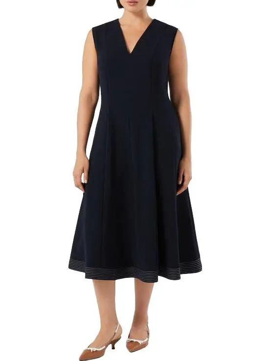 Marina Rinaldi Cady Fit & Flare Midi Dress - Midnight Blue