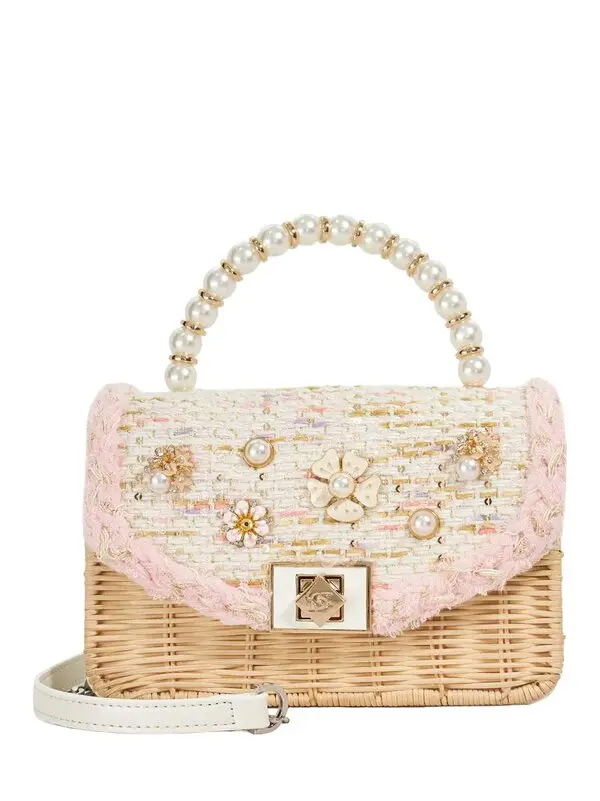 Dune London Woven Rattan Shoulder Bag - Blush