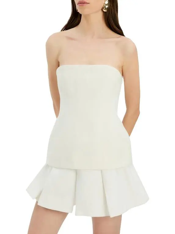 Bardot Helenia Strapless Linen Top - Orchid White