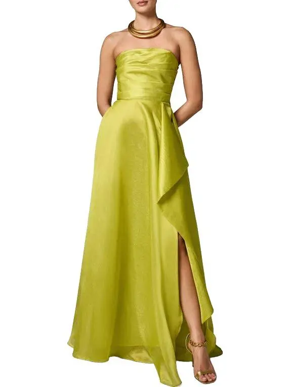 Donna Karan New York Strapless Ruffle Gown - Summer Citrus