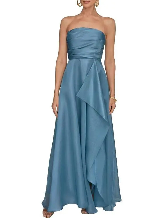 Donna Karan New York Strapless Ruffle Gown - Washed Indigo