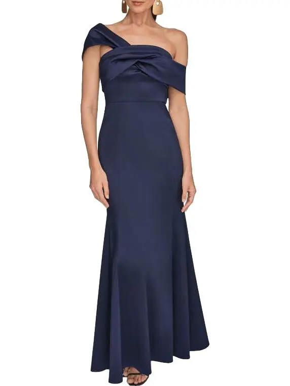Donna Karan New York One-shoulder Mikado Gown - Ink