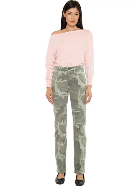KANCAN High-rise Straight Leg Jeans - Camo