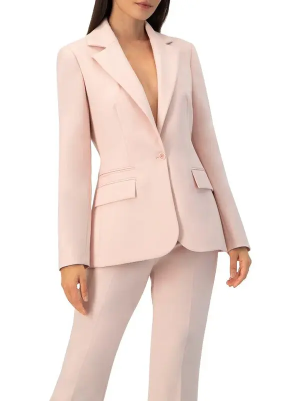 IVONNE Single-button Notched Lapel Blazer - Dusty Pink