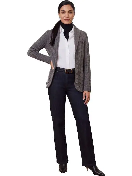 JESSICA LONDON Crochet Cardigan - Medium Heather Grey