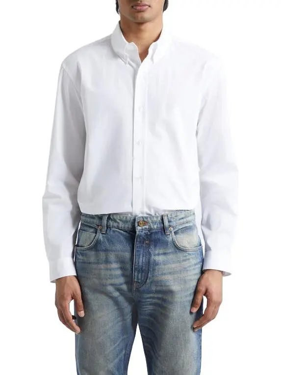 Balmain Cotton Poplin Button-down Shirt - 0fb Optical White