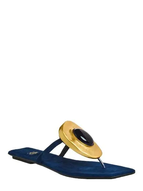 Jeffrey Campbell Bazaar Flip Flop - Navy Suede Combo