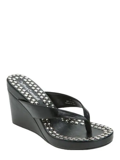 Jeffrey Campbell Liezel Platform Wedge Flip Flop - Black Silver