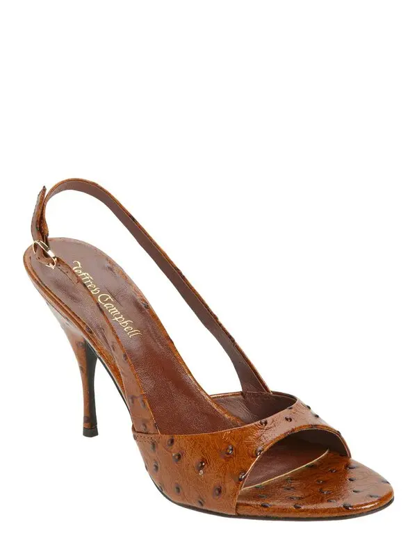 Jeffrey Campbell Triomphe Slingback Sandal - Light Brown Ostrich