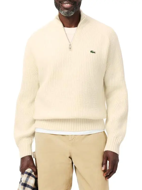 Lacoste Classic Fit Quarter Zip Wool Rib Sweater - Lapland