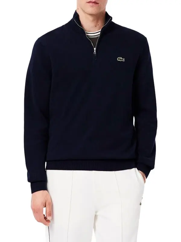 Lacoste Regular Fit Quarter-zip Sweater - Marine