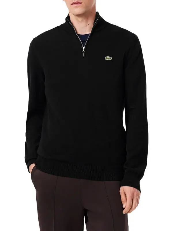 Lacoste Regular Fit Quarter-zip Sweater - Noir