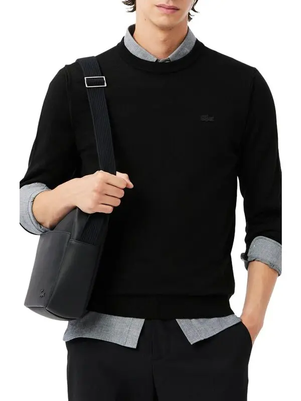 Lacoste Merino Wool Crewneck Sweater - Noir