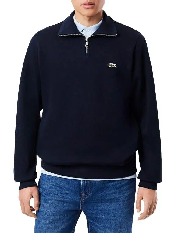 Lacoste Classic Fit Core Quarter Zip Pullover - Navy Blue