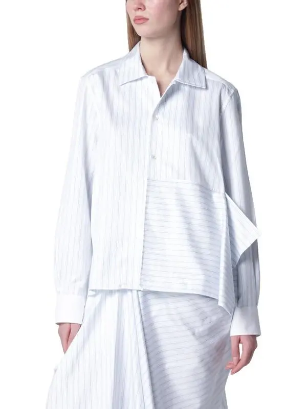 JW Anderson Striped Asymmetric Draped Shirt - White