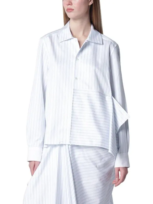 JW Anderson Striped Asymmetric Draped Shirt - White