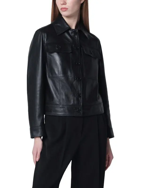 SALVATORE SANTORO Cropped Leather Jacket - Black