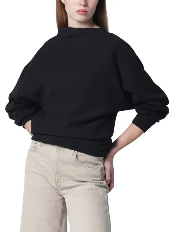 6397 Draped Cotton Fleece Sweatshirt - Black