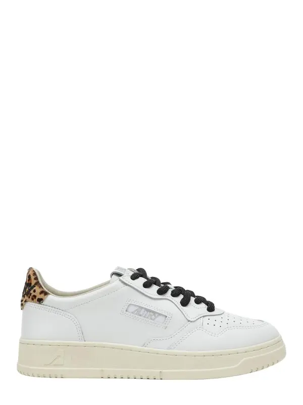 AUTRY Medalist Low Sneakers With Leopard-print Pony Hair - White