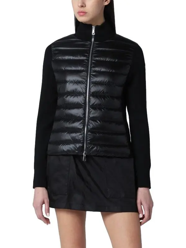 Moncler Padded Wool Zip Cardigan - Black