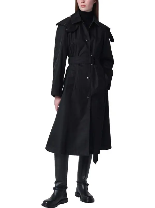 Burberry Long Nylon Twill Car Coat - Black