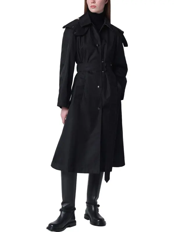 Burberry Long Nylon Twill Car Coat - Black