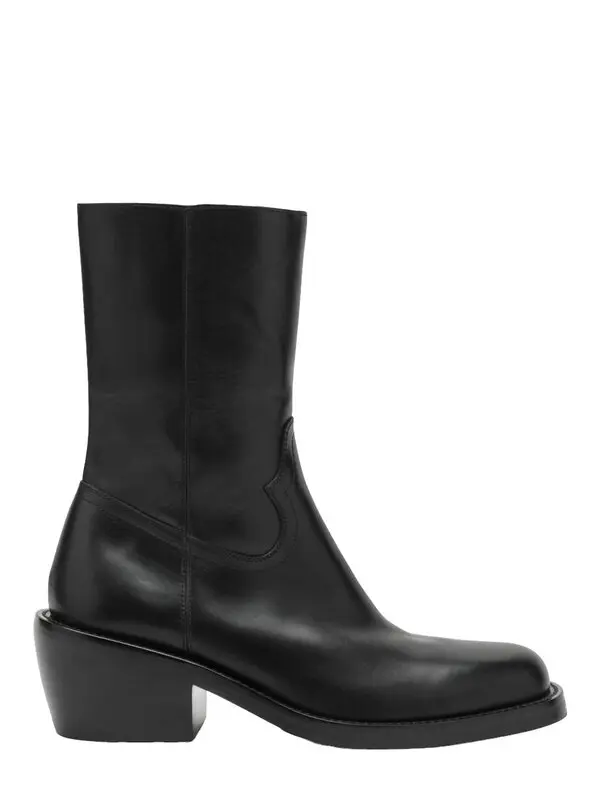 Dries Van Noten Leather Ankle Boots - Black