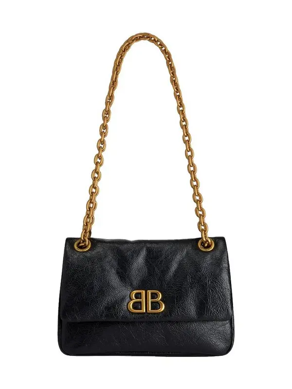 Balenciaga Monaco Mini Bag In Leather - Black