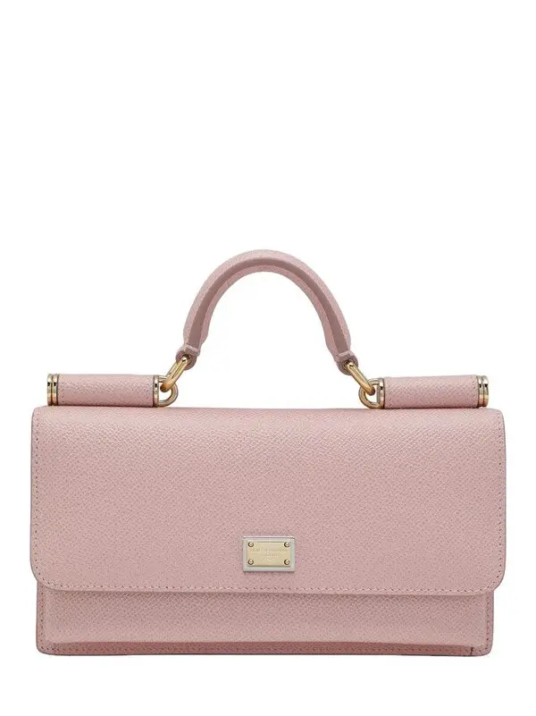 Dolce & Gabbana Mini Bag In Dauphine Leather With Logo Tag - Pink