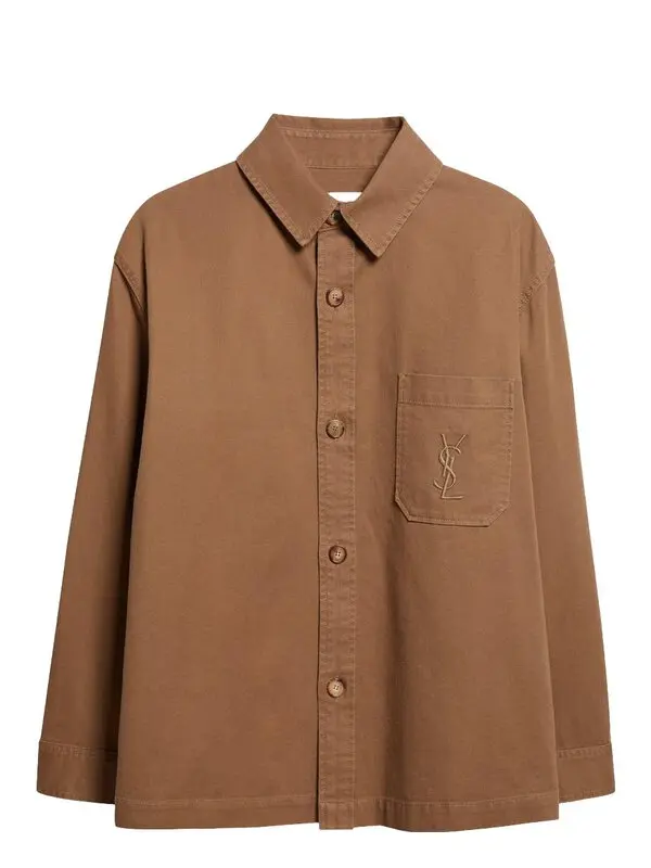 Saint Laurent Belle Chasse Organic Cotton & Linen Overshirt - Savane