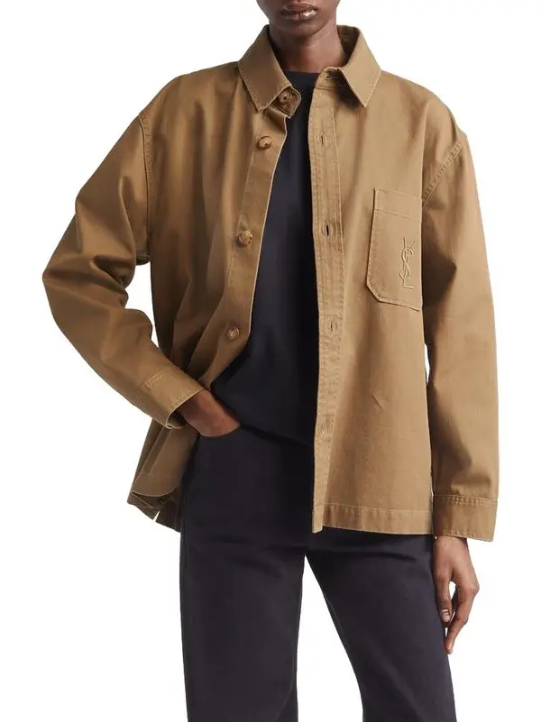 Saint Laurent Belle Chasse Organic Cotton & Linen Overshirt - Savane
