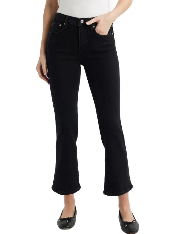 Madewell The Stretch Flare Crop Jeans - Black Rinse Wash