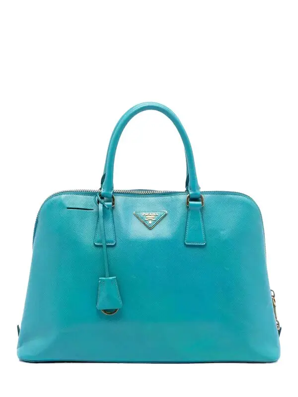 Prada Large Saffiano Lux Promenade Satchel - Blue