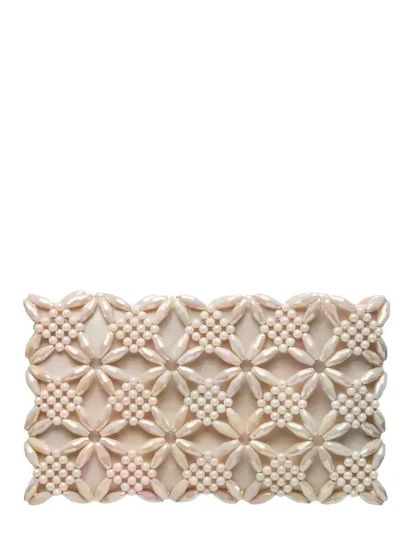 0711 TBILISI Rhea Beaded Clutch Bag - Neutrals