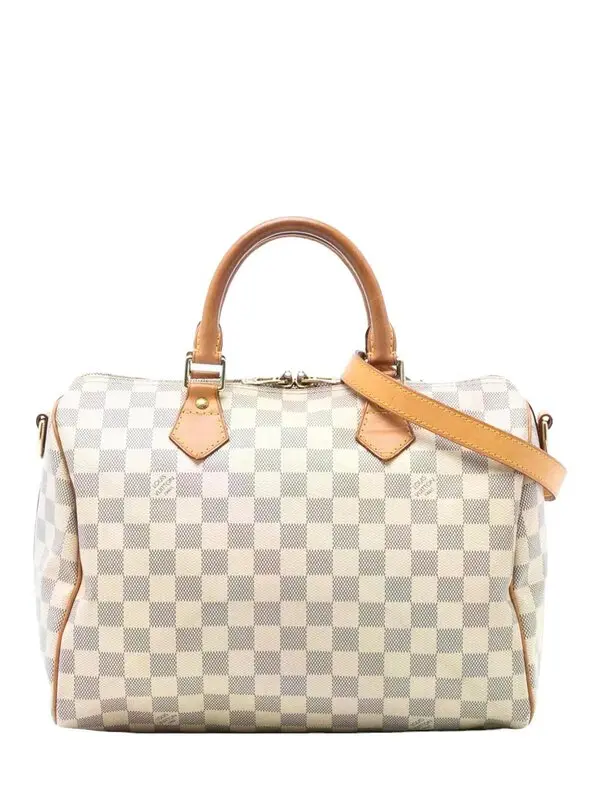 LOUIS VUITTON 2013 Damier Azur Speedy Bandouliere 30 Satchel - White