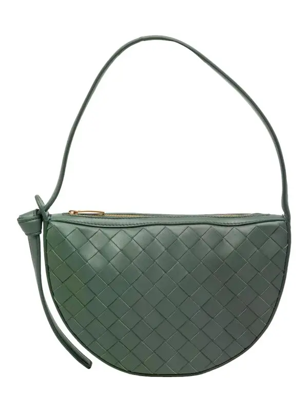 Bottega Veneta Mini Leather Intrecciato Sunrise Hobo Shoulder Bag - Green