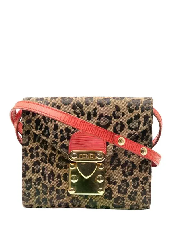 Fendi Leopard Print Mini Crossbody Bag - Brown