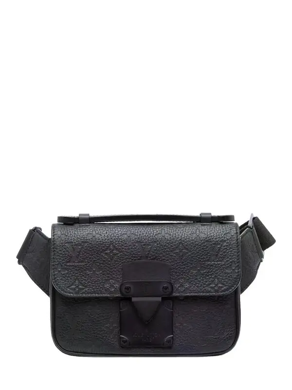 LOUIS VUITTON Monogram Taurillon S Lock Sling Bag - Black