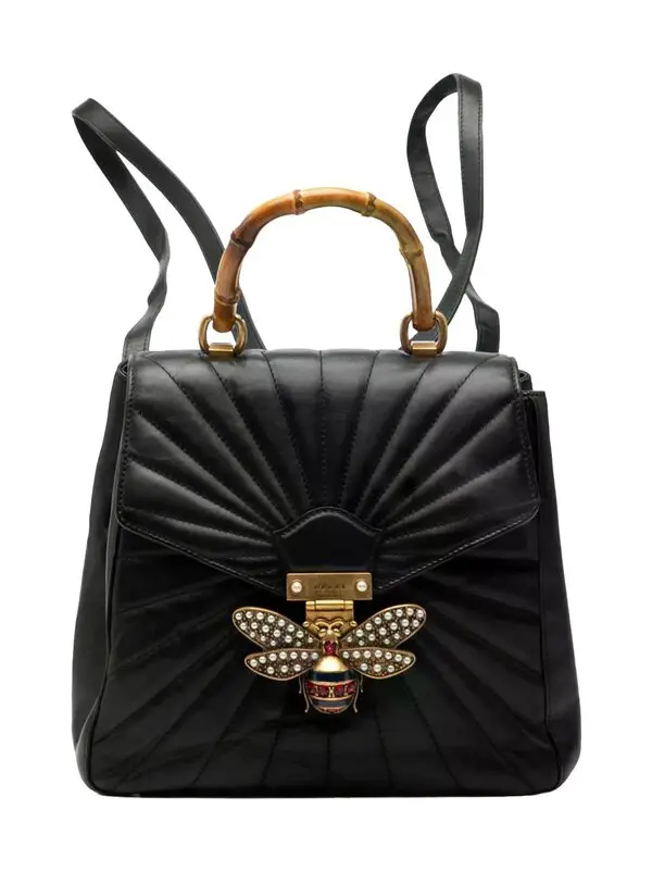 Gucci 2016-2026 Calfskin Bamboo Trapuntata Queen Margaret Backpack - Black