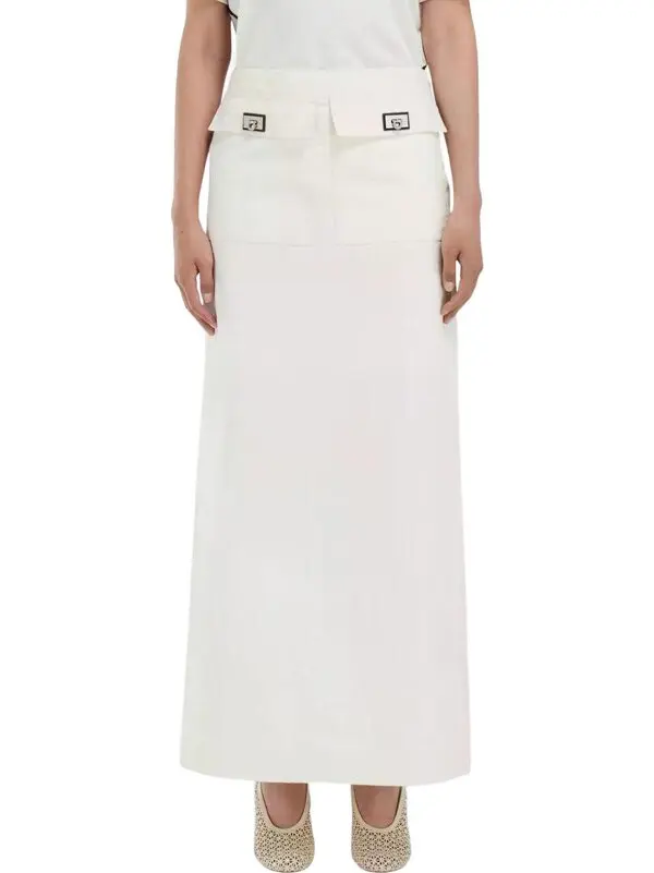 FERRAGAMO Flap-pocket Midi Skirt - White