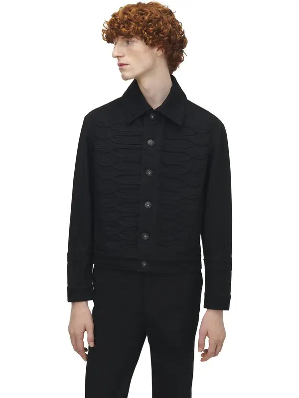 Alexander McQueen Frogging Detail Denim Jacket - Black